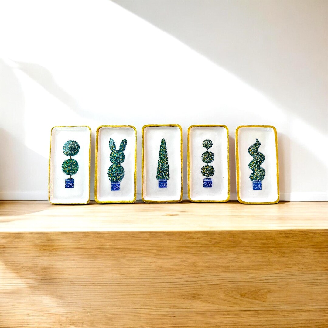 Decorative Ceramic Topiary Art Tray Collection (5) - Etsy
