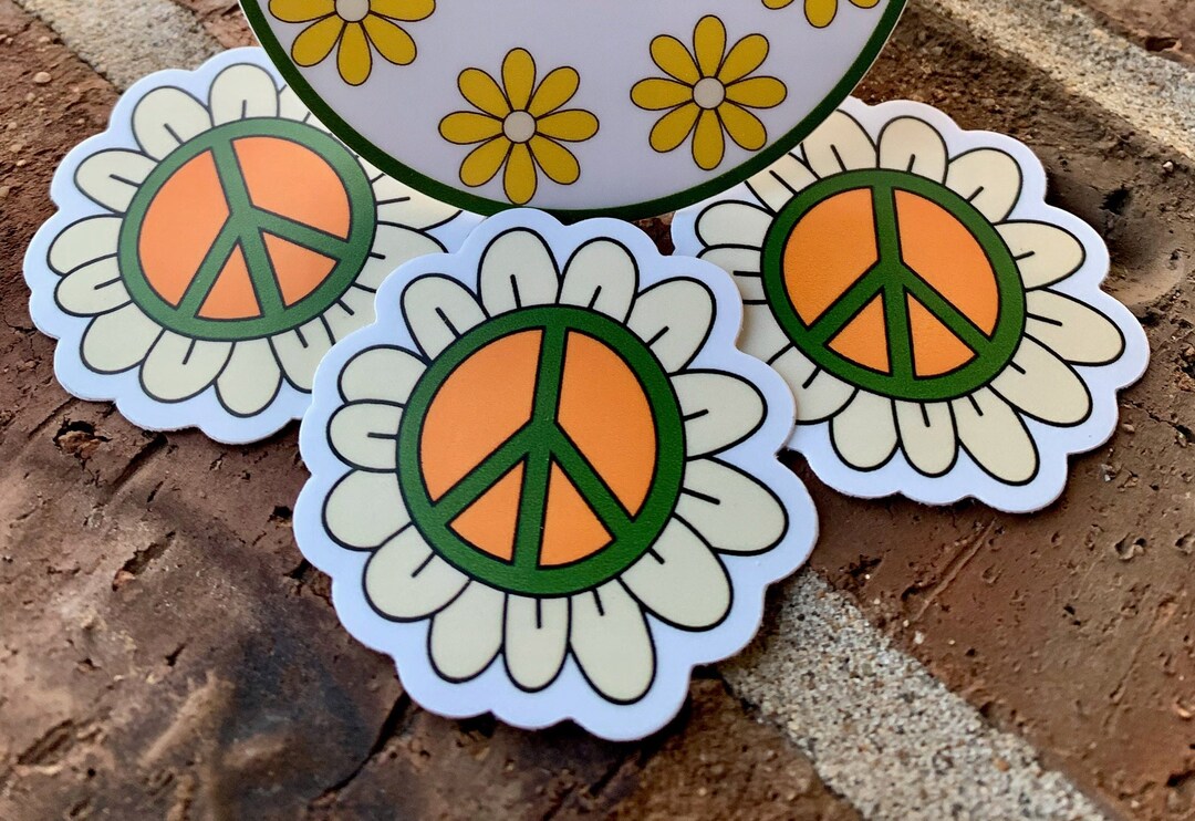 Peace Sign Flower Vinyl Sticker 2x2 - Etsy