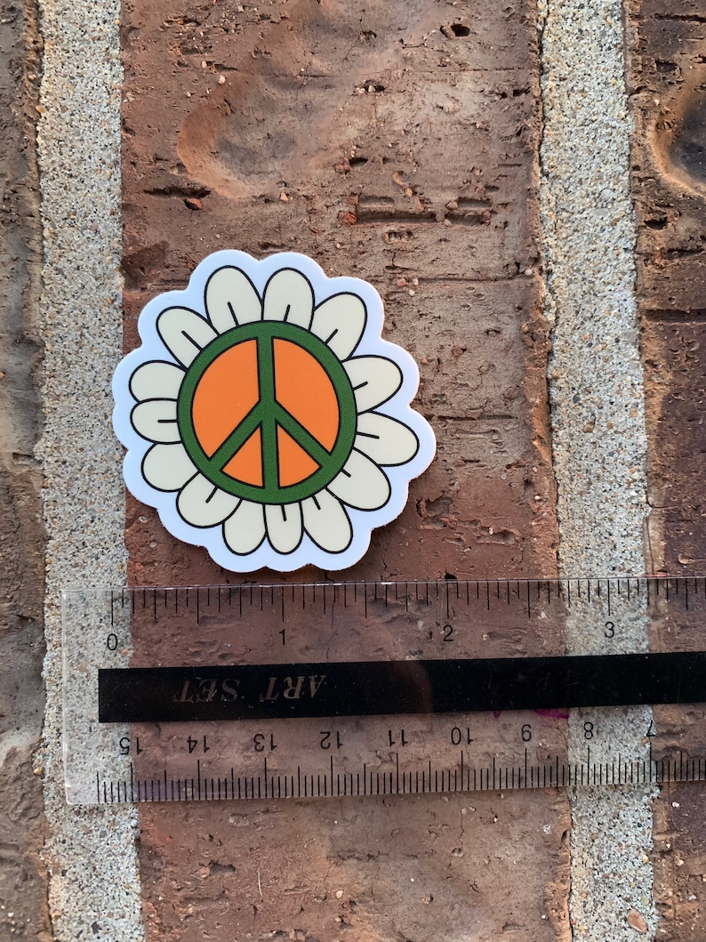 Peace Sign Flower Vinyl Sticker 2x2 - Etsy
