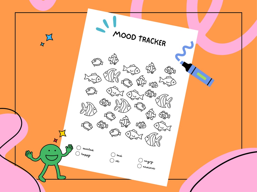 Mood Tracker for Kids With FISH | Monthly Printable PDF Templates ...