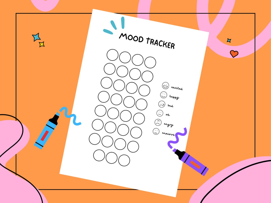 Mood Tracker for Kids With DRAW on FACES | Monthly Printable PDF ...