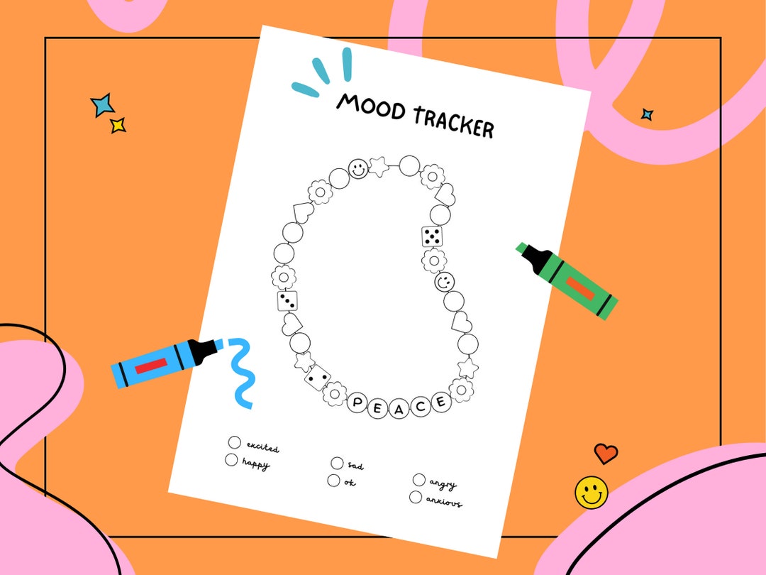 Mood Tracker for Kids With BRACELET | Monthly Printable PDF Templates ...