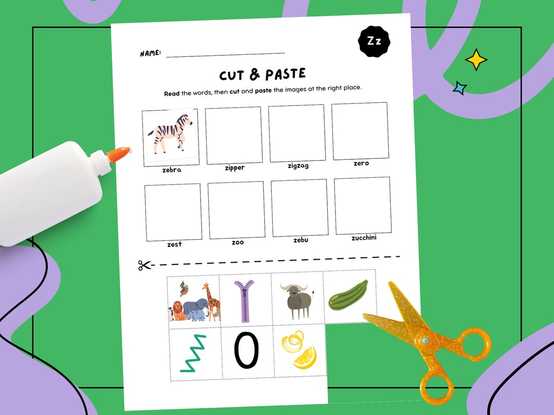 26 Alphabetical Cut & Paste Worksheets Educational Printables Learning ...