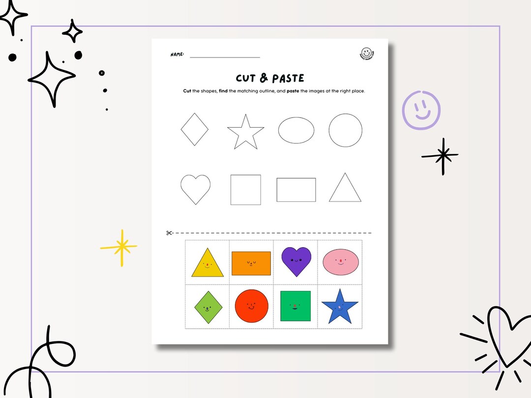 Geometrical Shapes Cut and Paste Activity for Preschoolers, Kids ...