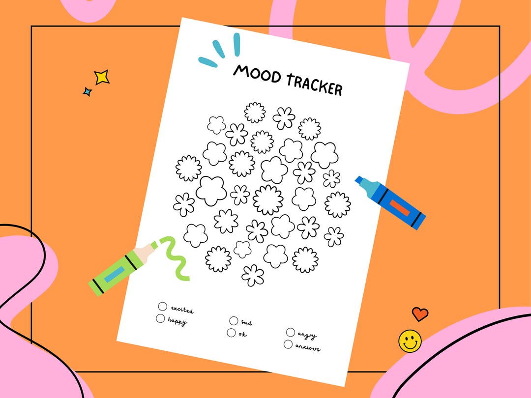 Mood Tracker for Kids With FLOWERS | Monthly Printable PDF Templates ...