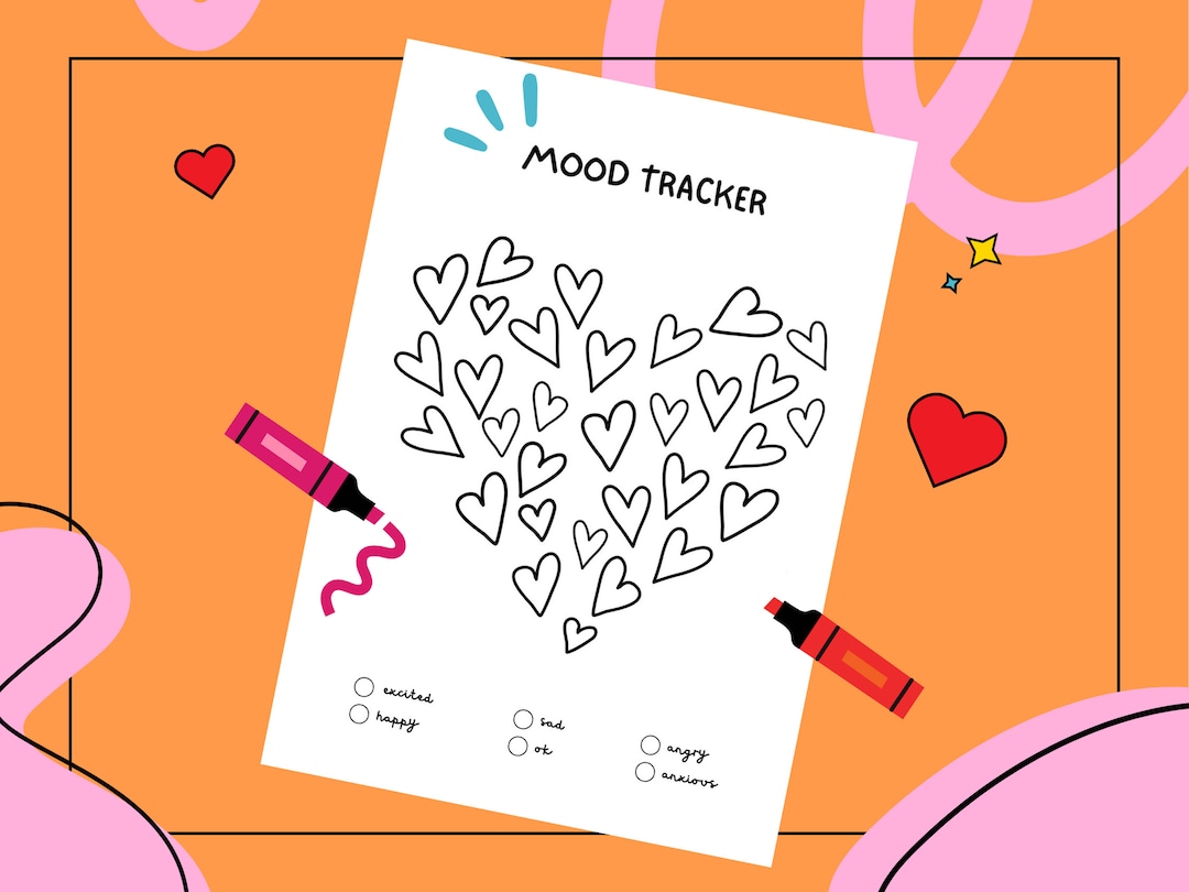 Mood Tracker for Kids With HEARTS | Monthly Printable PDF Templates ...