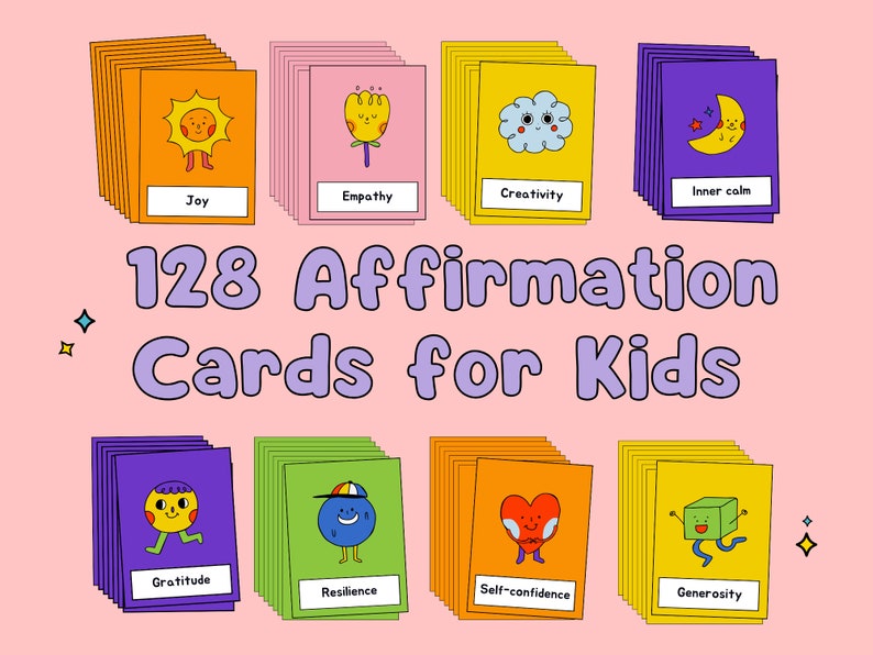 128 Positive Affirmation Cards for Kids About Gratitude, Empathy ...