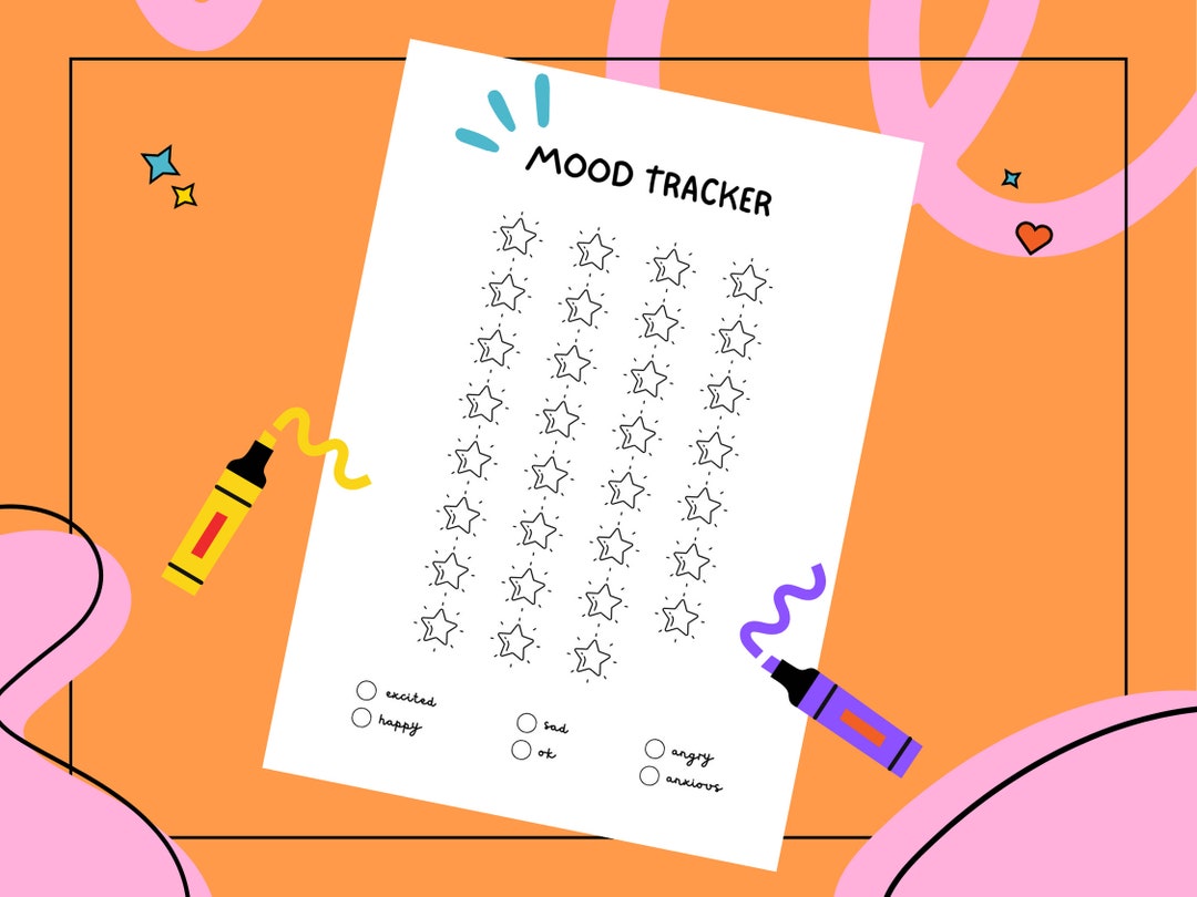 Mood Tracker for Kids With STARS | Monthly Printable PDF Templates ...