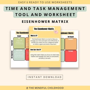 Kids Time Management Worksheets, Eisenhower Matrix, ADHD Planner, ADHD ...