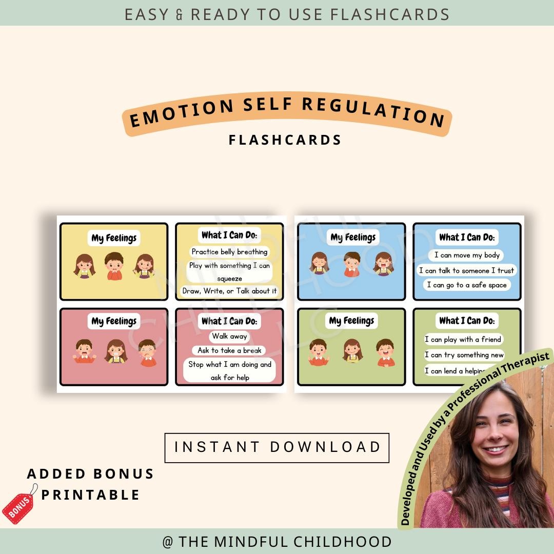 Self Regulation Zone Kids Feeling Flashcards, School Counselling ...