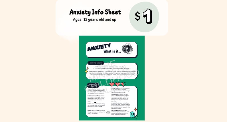 Anxiety Info Sheet, Anxiety Worksheet, Information on Anxiety for Kid ...