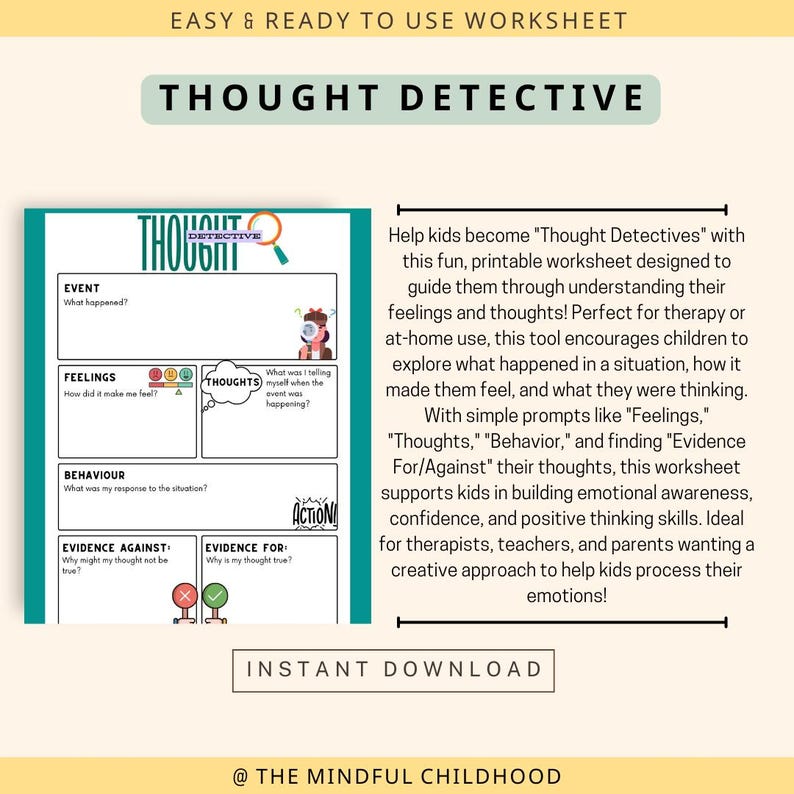 Printable CBT Worksheet, Kids CBT Worksheet, Cbt Worksheet, Obsessive ...