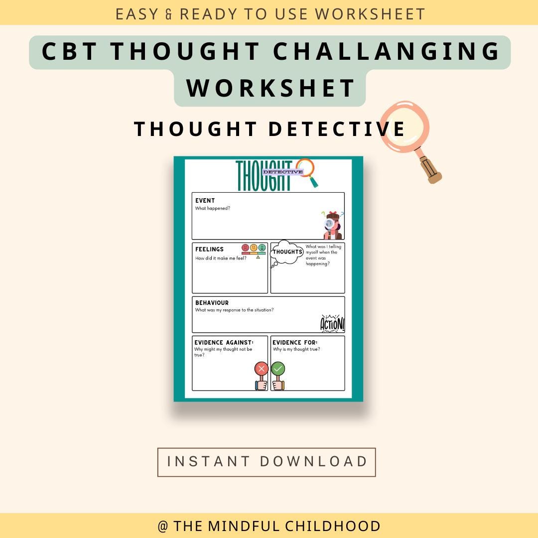 Printable CBT Worksheet, Kids CBT Worksheet, Cbt Worksheet, Obsessive ...