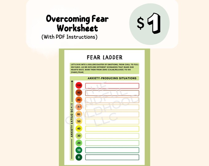 CBT Exposure Worksheet for Kids and Teens, Anxiety Worksheet for Youth ...