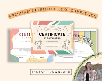 Therapy Graduation Certificate: Customizable Completion Award (PDF) - Etsy