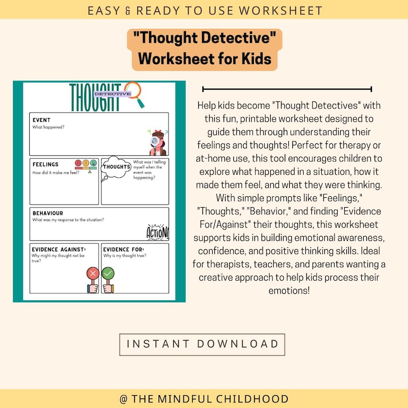 Printable CBT Worksheet, Kids CBT Worksheet, Cbt Worksheet, Obsessive ...