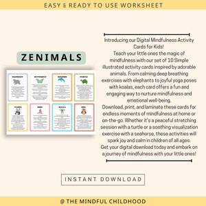 Mindfulness Activity Cards for Kids: Animal Coping Strategies (digital ...
