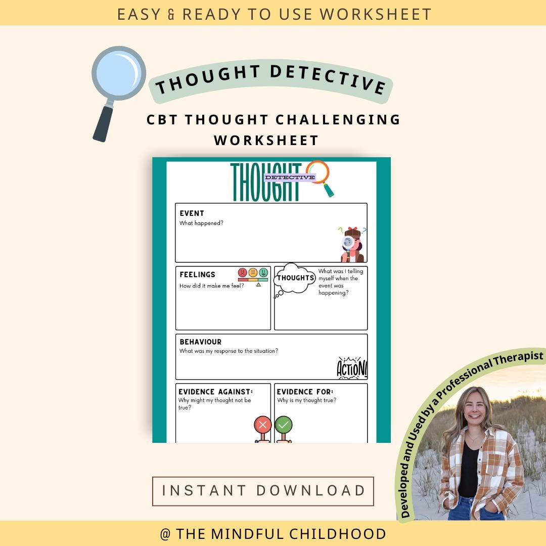 Thought Detective Worksheet: Kids CBT Therapy Tool (PDF Pattern) - Etsy