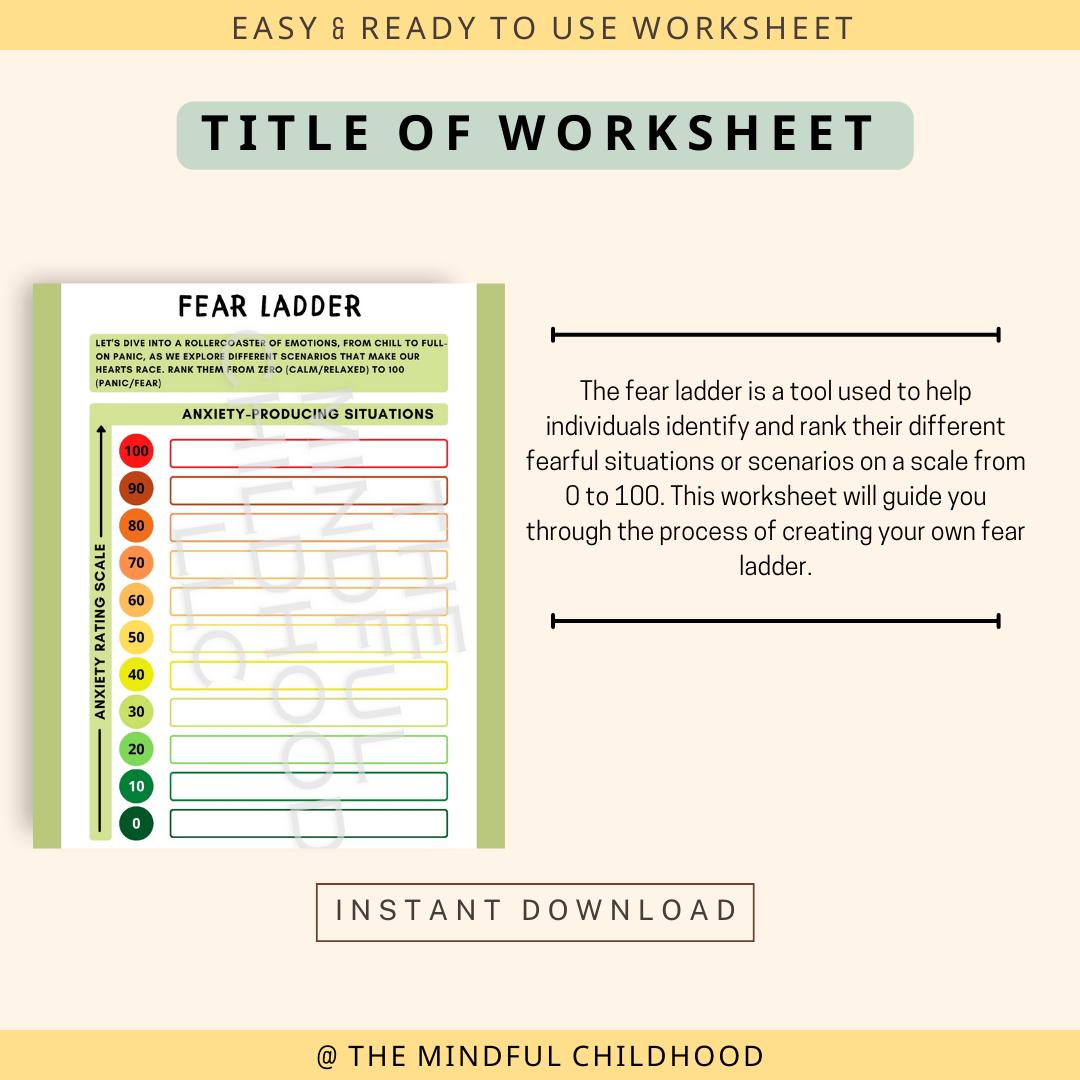 Fear Ladder, Anxiety Worksheet, Therapist, Therapy, Anxiety Trigger ...