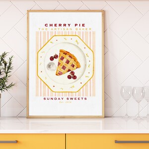 Charming Bakery Cherry Pie Poster, Old-fashioned Grandma Kitchen Print ...