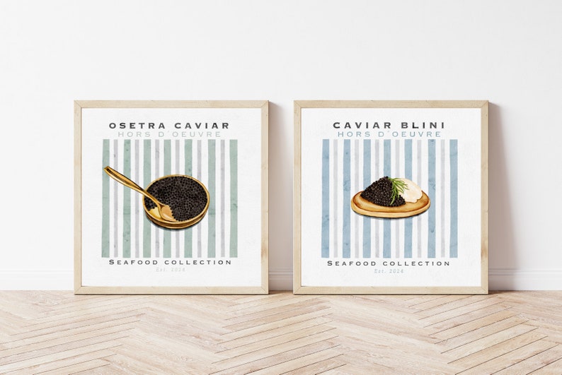 Caviar Art Print for Modern Kitchen Decor | Seafood Poster | Luxury ...