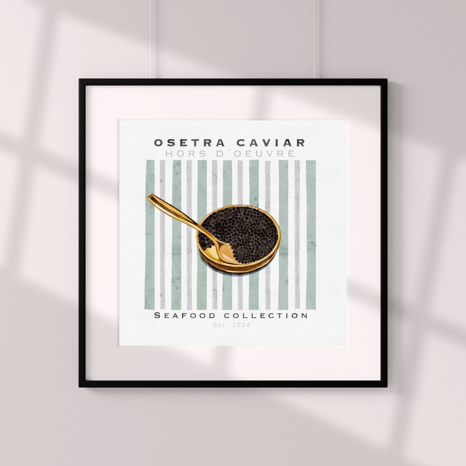 Caviar Art Print for Modern Kitchen Decor | Seafood Poster | Luxury ...