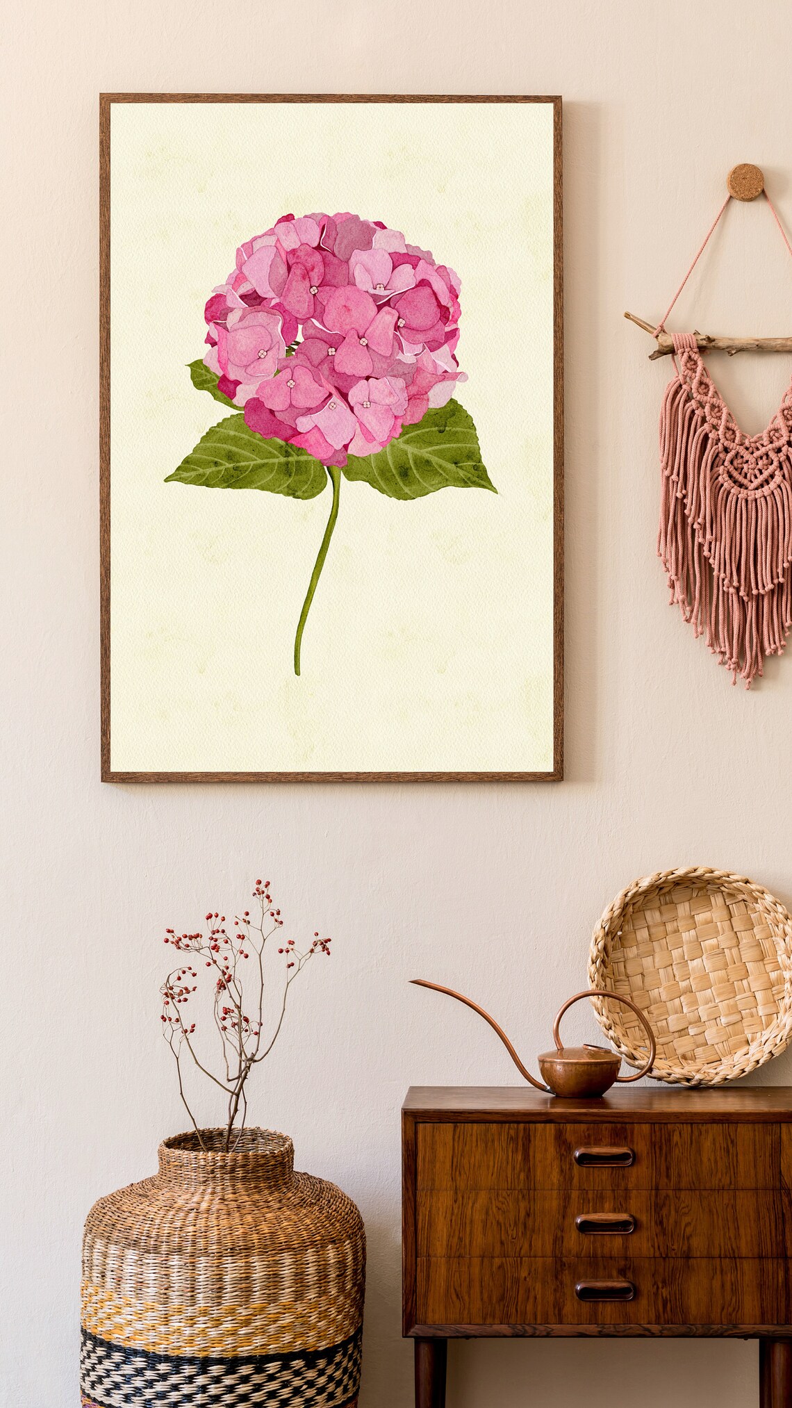 Hydrangea Watercolor Poster Wildflower Summer Wall Art Perfect ...