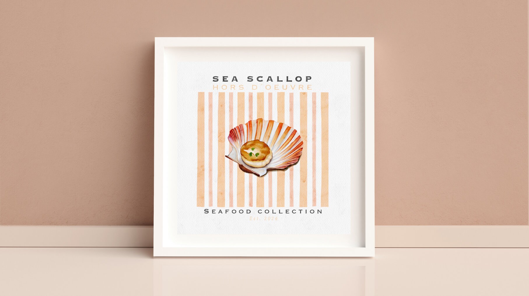Scallop Art Print for a Modern Kitchen | Seafood & Shellfish Poster ...