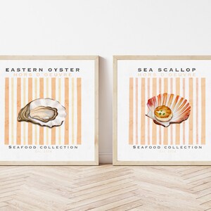 Scallop Art Print for a Modern Kitchen | Seafood & Shellfish Poster ...