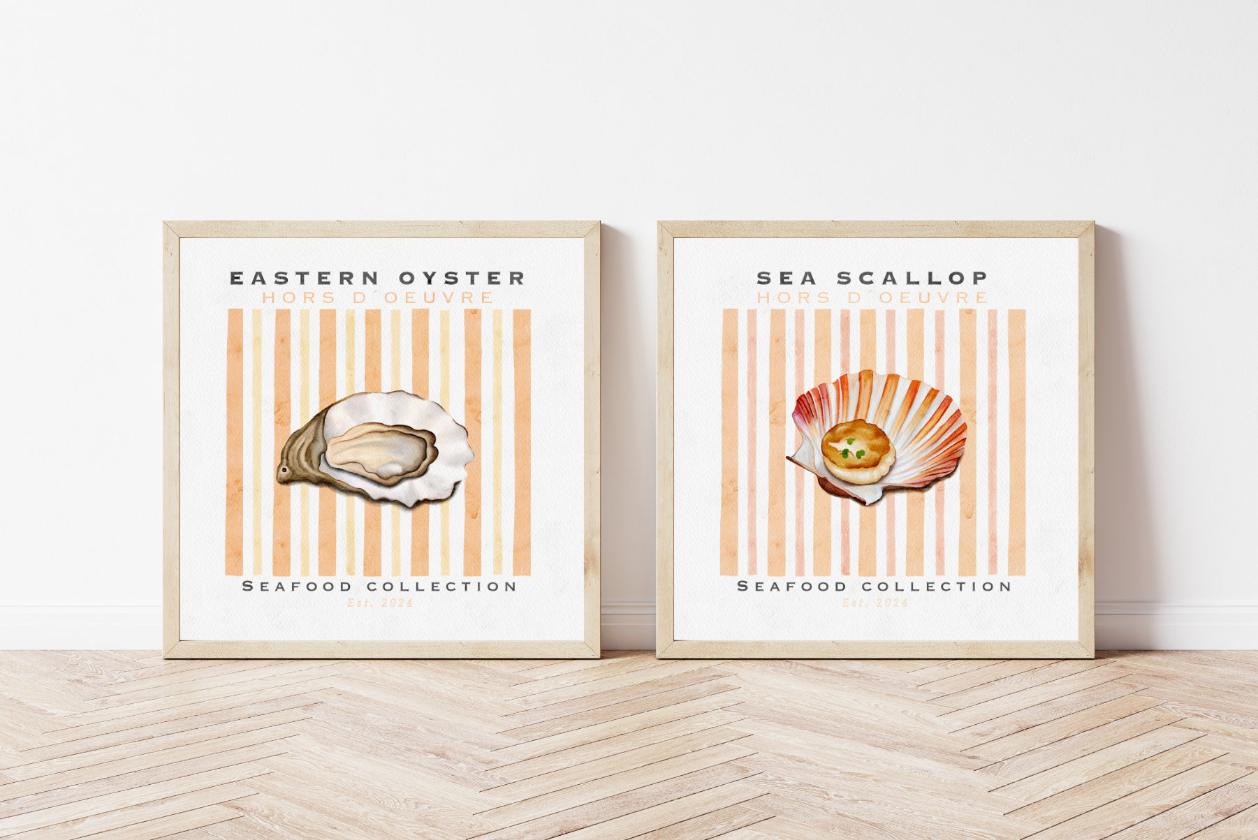 Scallop Art Print for a Modern Kitchen | Seafood & Shellfish Poster ...