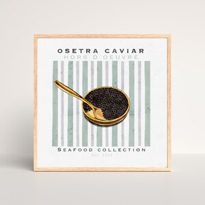 Caviar Art Print for Modern Kitchen Decor | Seafood Poster | Luxury ...