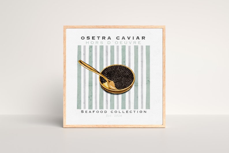 Caviar Art Print for Modern Kitchen Decor Seafood Poster Luxury Dining ...