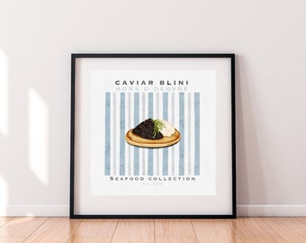 Caviar Art Print for Modern Kitchen Decor Seafood Poster Luxury Dining ...