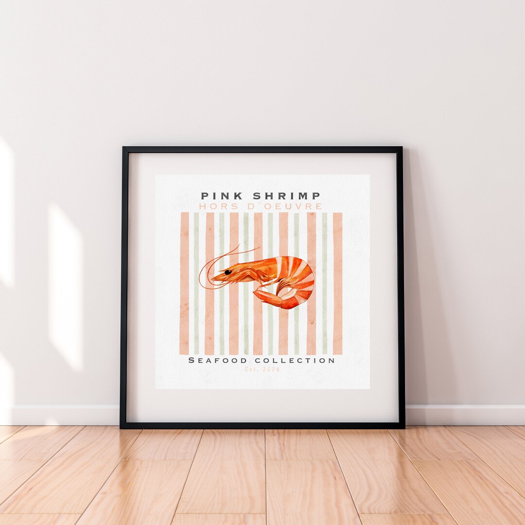 Shrimp Art Print for a Modern Kitchen | Seafood & Shellfish Poster ...