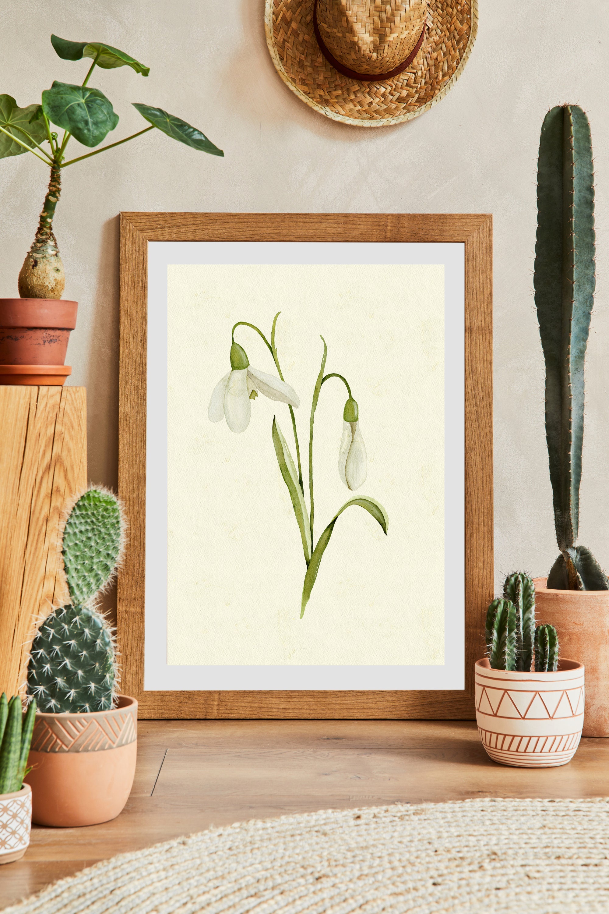 Snowdrop Watercolor Poster | Wildflower Spring Wall Art | Perfect ...