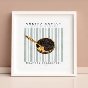 Caviar Art Print for Modern Kitchen Decor | Seafood Poster | Luxury ...