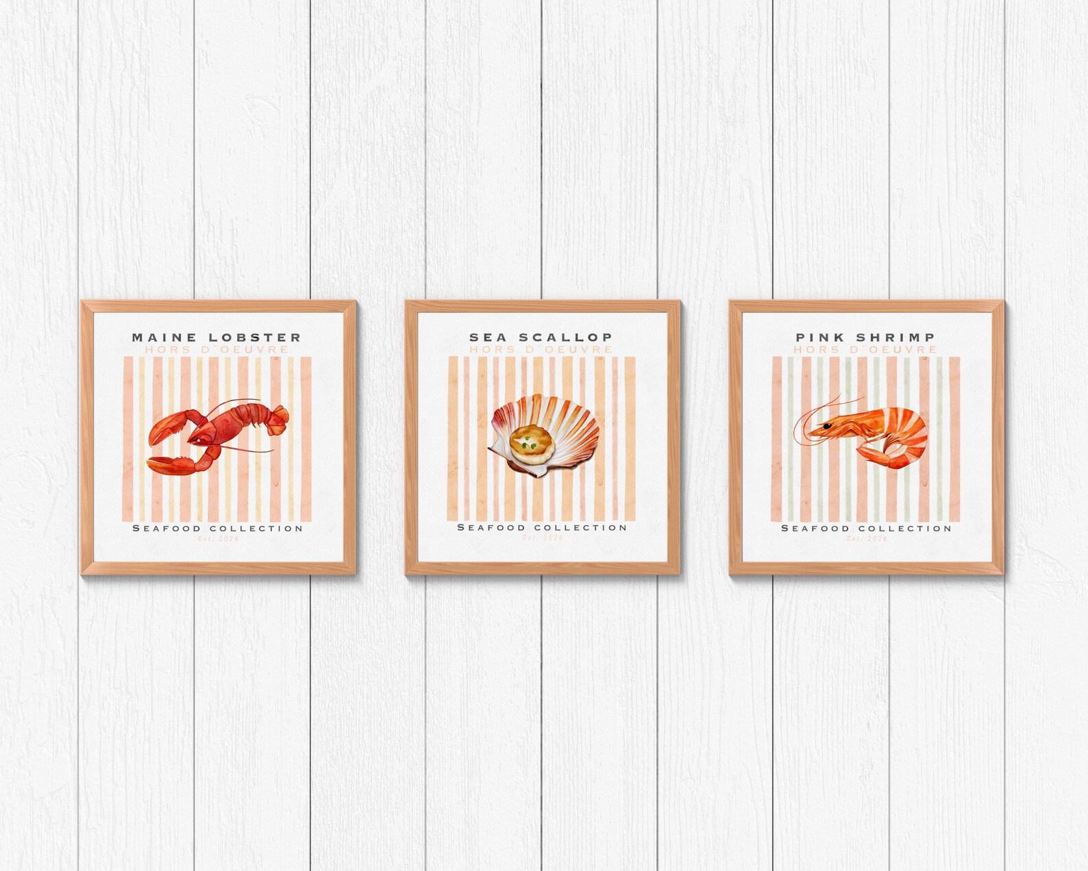 Scallop Art Print for a Modern Kitchen | Seafood & Shellfish Poster ...