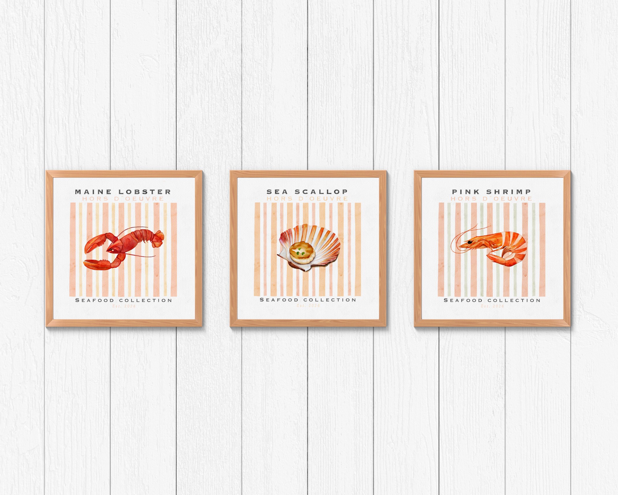 Scallop Art Print for a Modern Kitchen | Seafood & Shellfish Poster ...