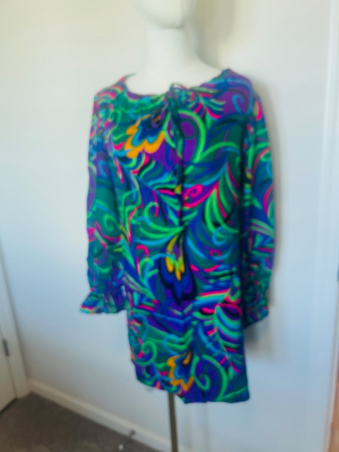 Retro 1970's Mini Dress Multi Colored MOD RARE - Etsy