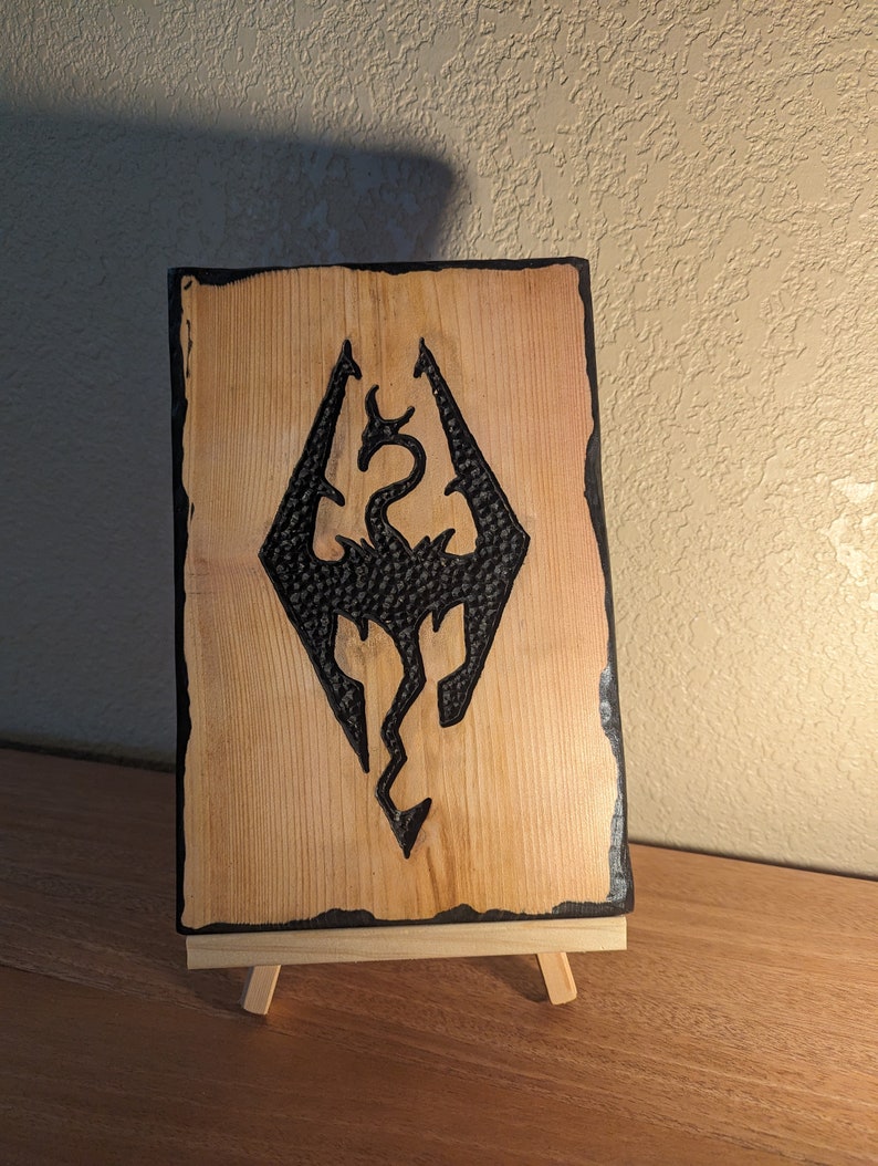 Skyrim Wood Carving Wall Art Wooden Signs Wood Art Wall Hanging Seal of ...