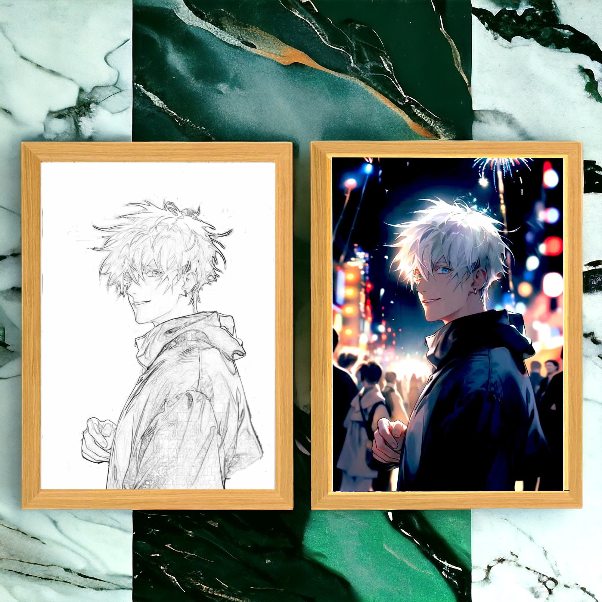 Handmade Anime Gojo Variants JJK LED Photo, Customisable Art Frame ...