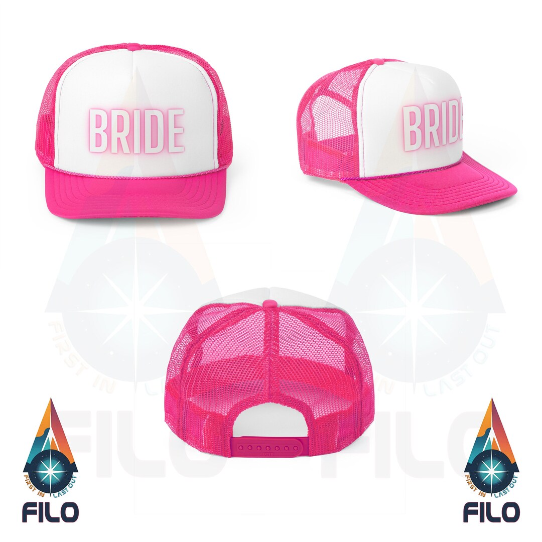 Bride White Letters Glowing Pink Trucker Caps Bridesmaids Trucker Hats ...