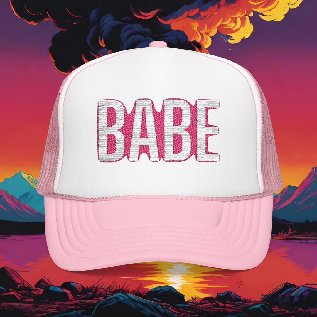 Babe White Letters Pink Glow Trucker Caps Bridesmaids Trucker Hats Maid ...