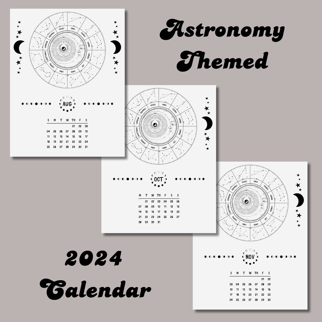 Printable Astronomy Calendar for Cosmic Adventures, 2024 Printable ...