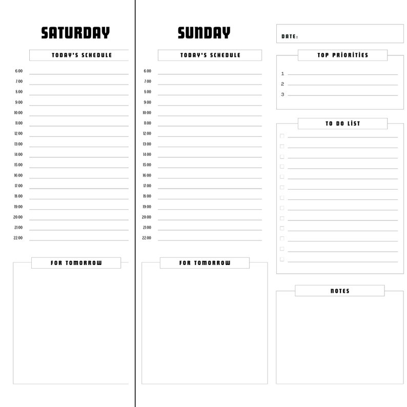 Weekly Planner All Days of the Week Planner Printable Weekly Planner ...