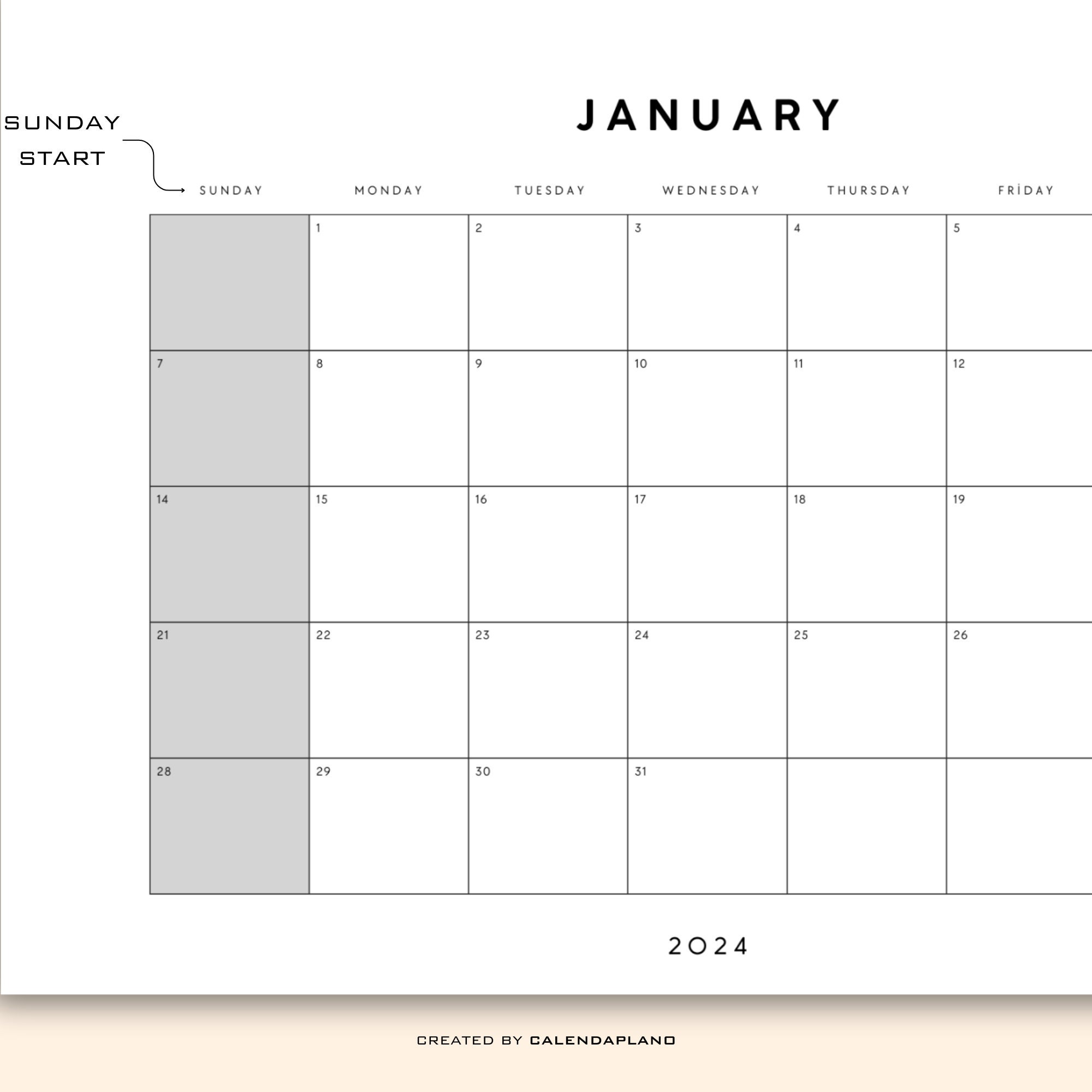 2024 Calendar Printable Calendar 2024 Minimalist Design 2024 Calendar ...