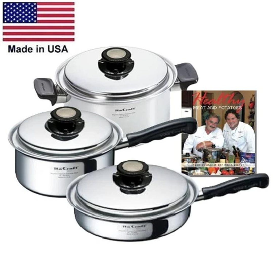 Health Craft 6 Pc. Waterless Cookware Set Vented Lids 430 Magnetic ...