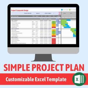 Simple Project Plan Excel Template - Etsy