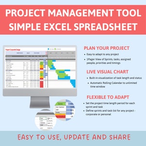 Simple Project Plan Excel Template - Etsy