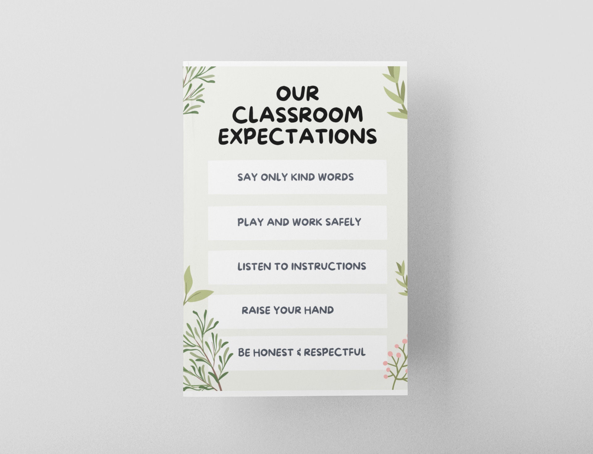 Editable Classroom Rules Posters and Classroom Management Tool, Natural ...